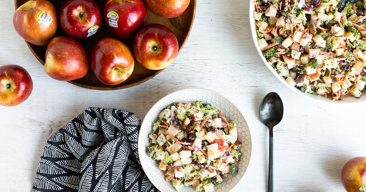 Cosmic Crisp Broccoli Salad with Tahini Dressing - Superfresh Growers
